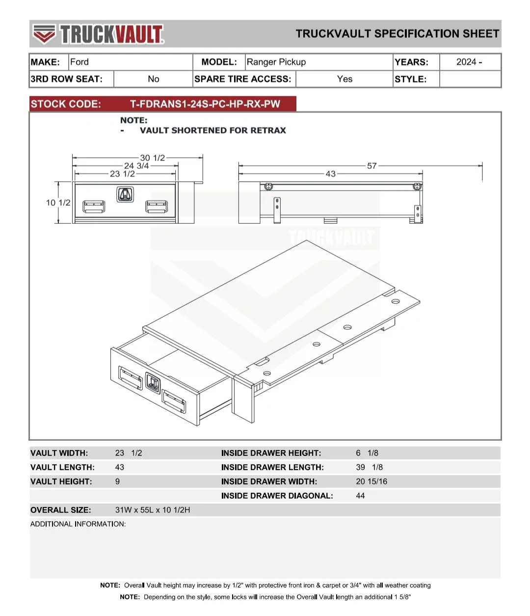 Weatherproof Truck Vault for Ranger Raptor. Can owners confirm bed ...