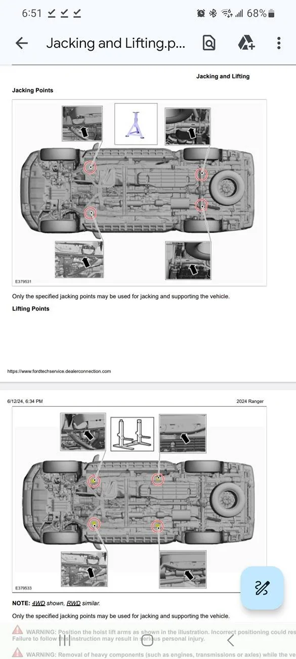 Jacking vehicle up. | Ranger6G - 2024+ Ranger & Raptor Forum, News ...